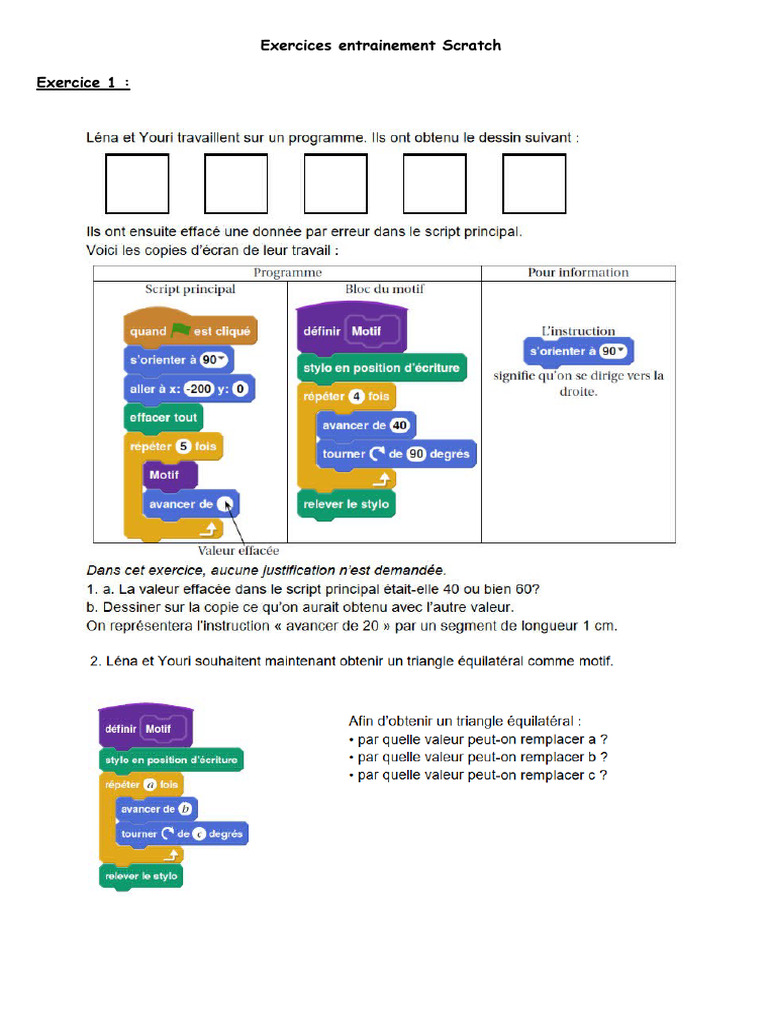 2 Exercices SCRATCH PERSO | PDF