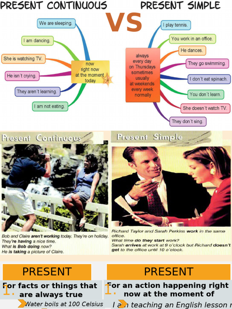 Present Simple vs Continuous Guide | PDF