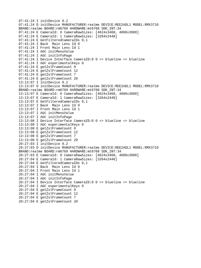 Realme Camera Initialization Logs | PDF
