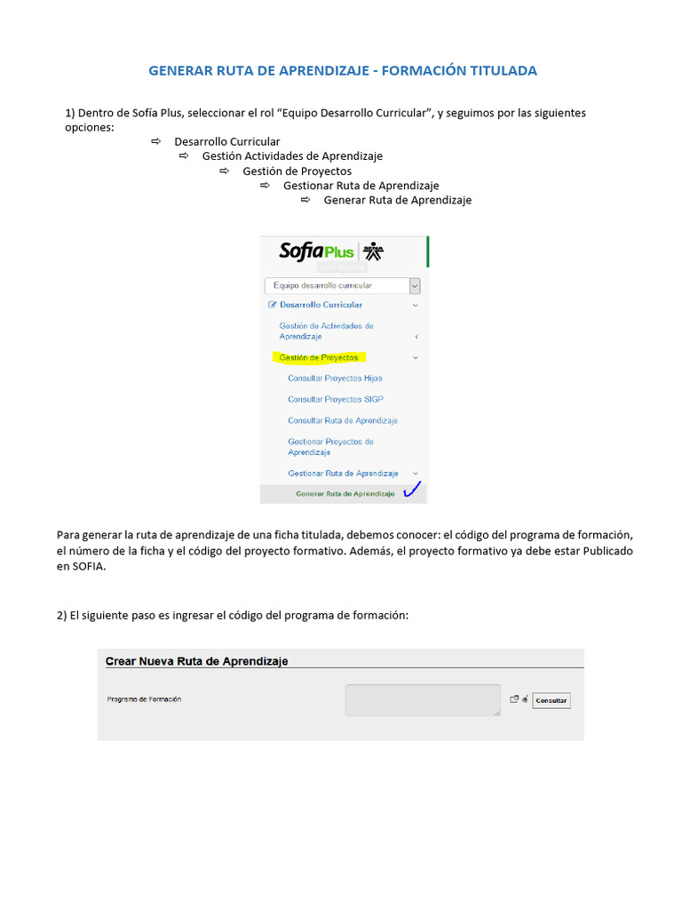 Generar Ruta de Aprendizaje - Tituladas | PDF