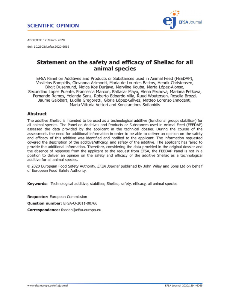 Safety and Efficacy of Shellac in Animal Feed | PDF | Politics Of The ...