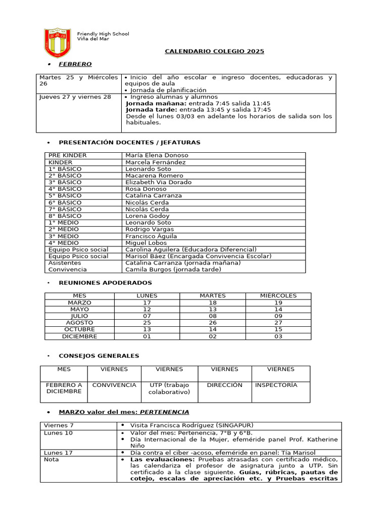 Calendario Escolar UTP 2025 | PDF
