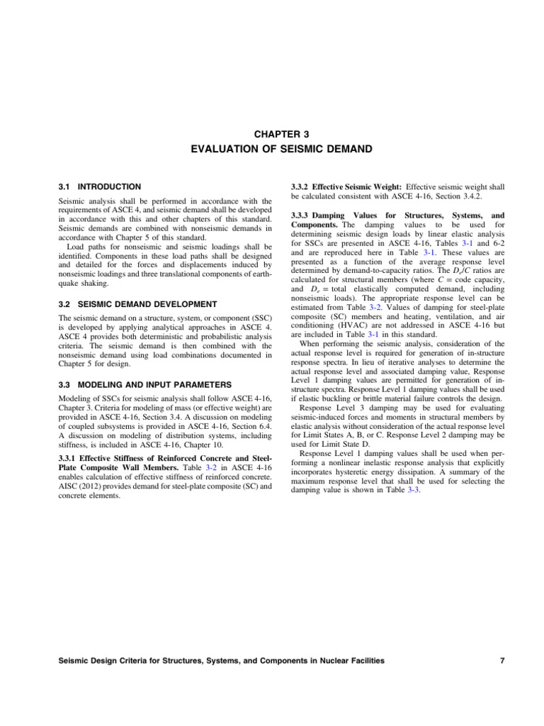 Seismic Design Criteria For Structures Systems And... - (Chapter 3 Evaluation of Seismic Demand ...