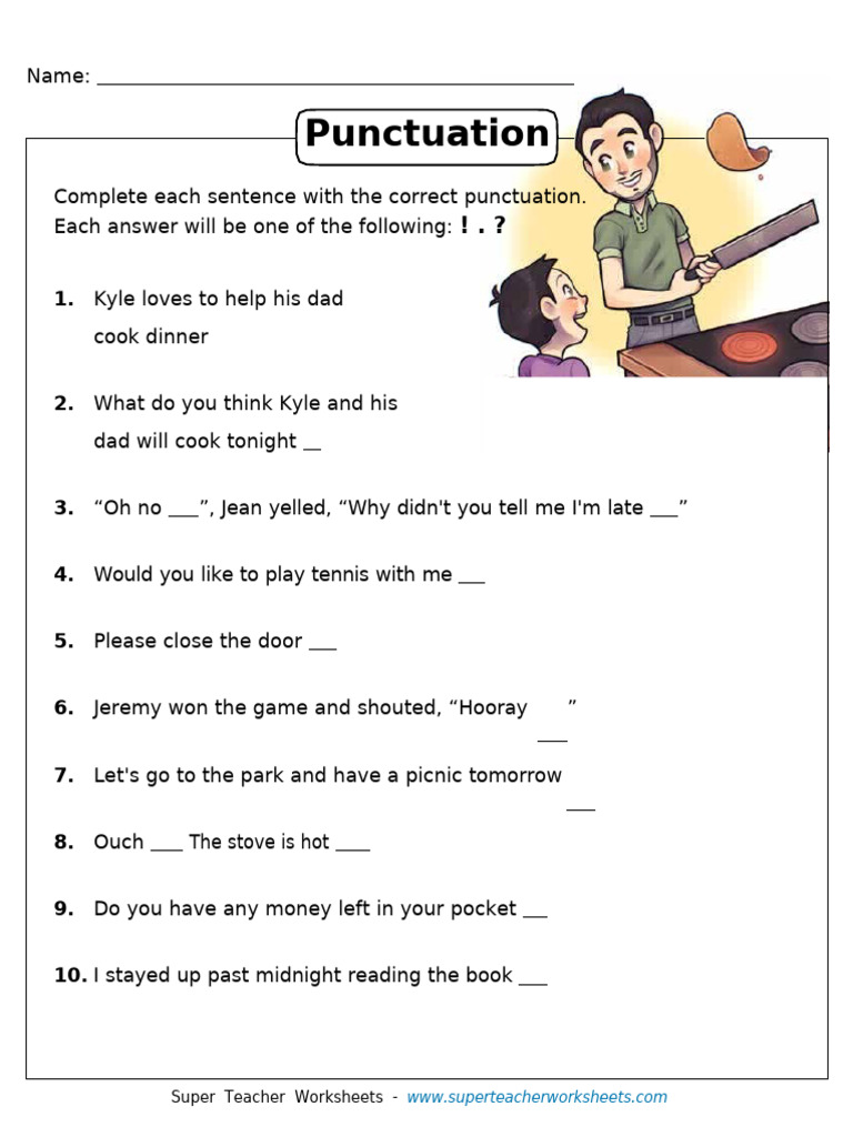 Punctuation Practice Worksheet | PDF