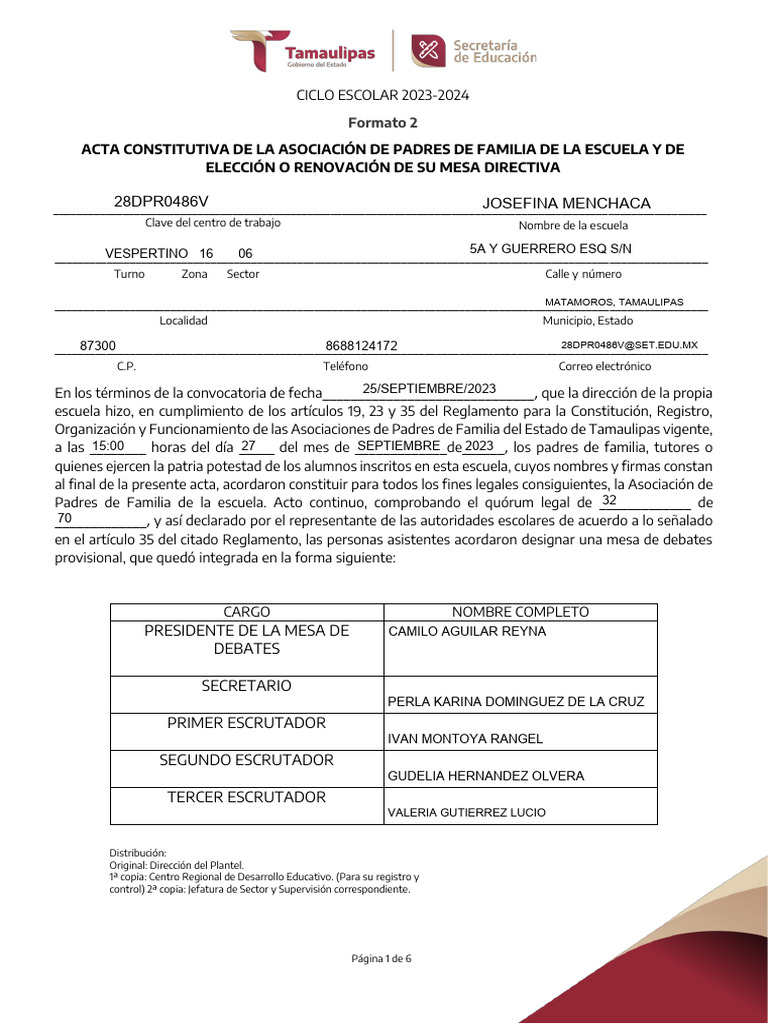 3 Formato Acta Constitutiva Apf 2023 2024 | PDF | Gobierno