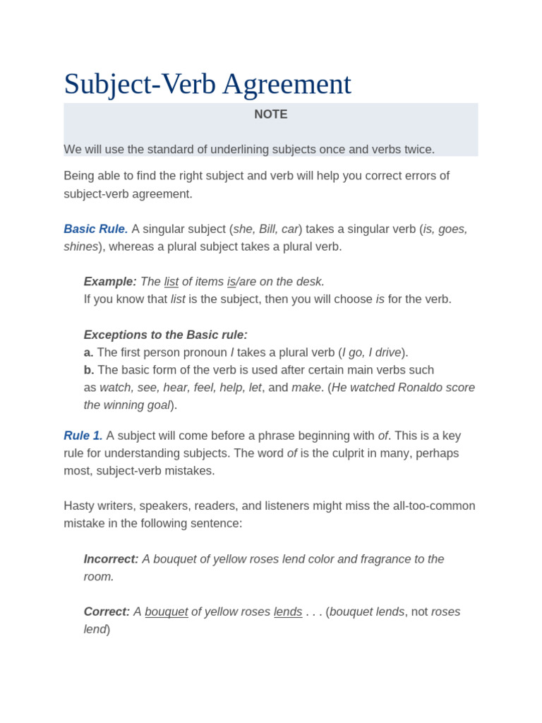 Subjectverb agreement | PDF | Grammatical Number | Plural