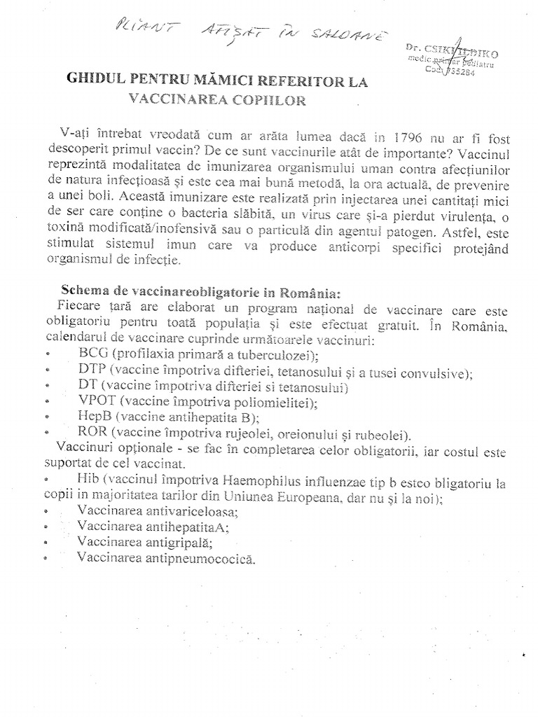 Materialeinformative Imunizare | PDF