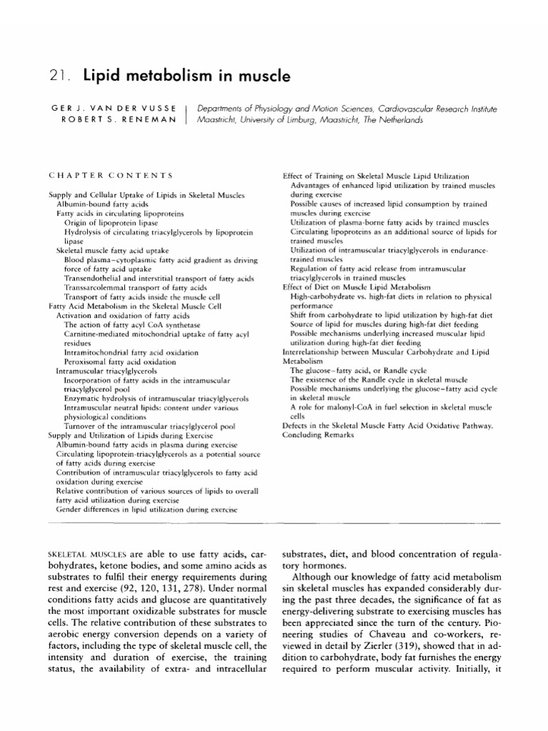 metabolismo de los lipidos en el musculo | PDF | Lipoprotein | Skeletal ...