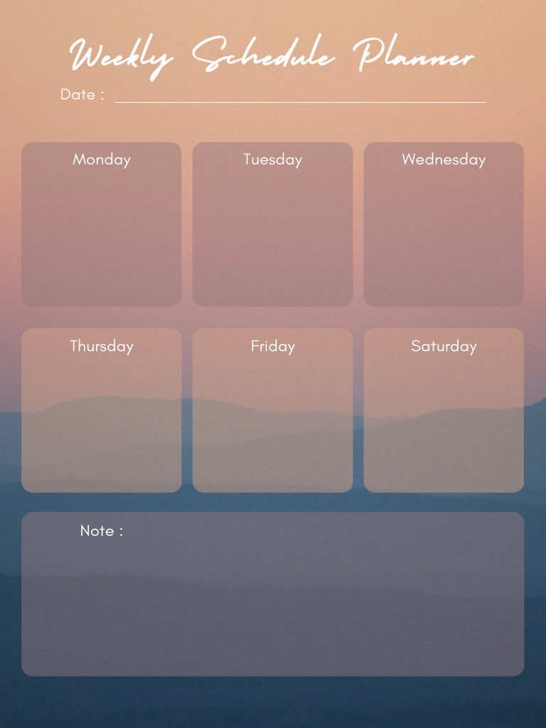 Orange Blue Gradient Weekly Schedule Planner 3 | PDF