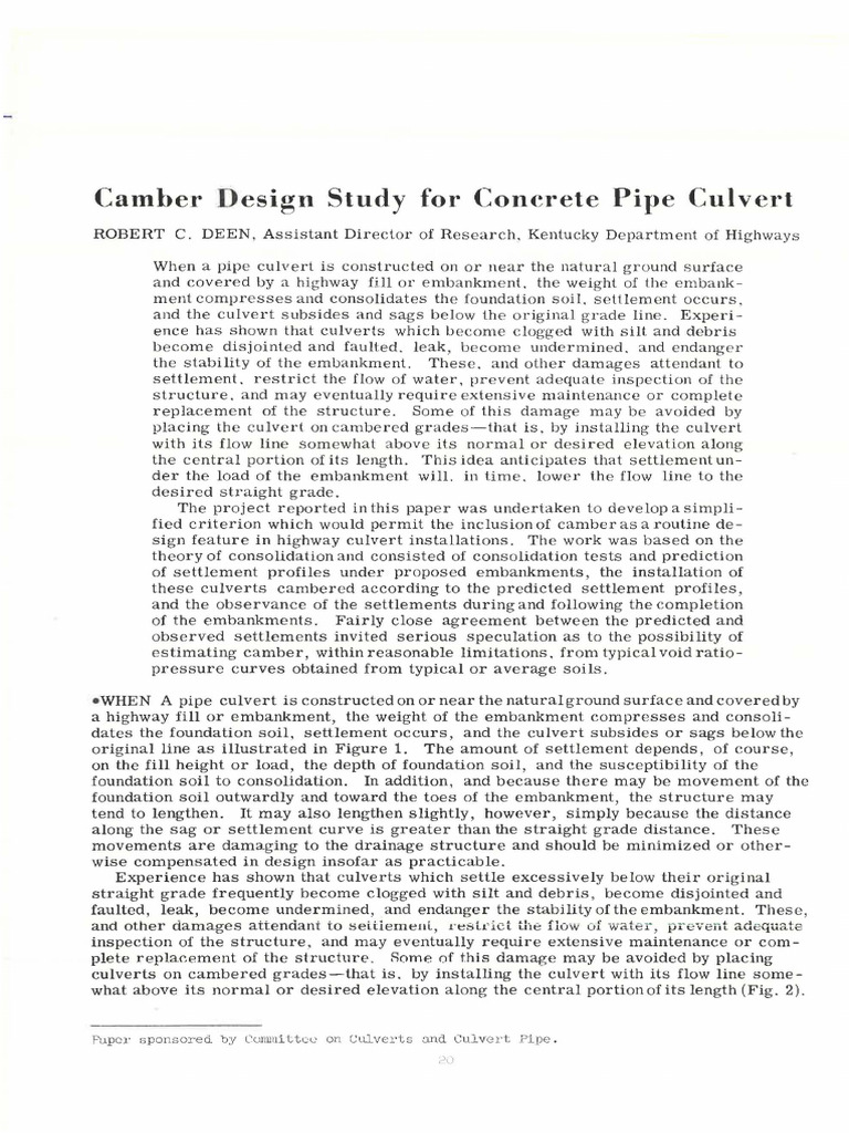 Camber Design Study for Concrete Pipe Culvert | PDF | Civil Engineering