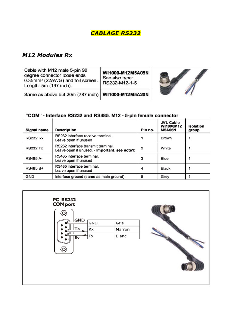Cablage COM RS232 | PDF
