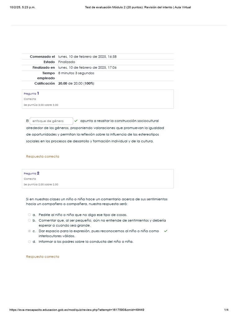 Evaluación Módulo 20: Enfoque de Género | PDF | Adolescencia ...