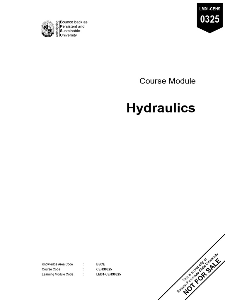 HYDRAULICS (CEHS0325) Module | PDF | Engineering | Pressure