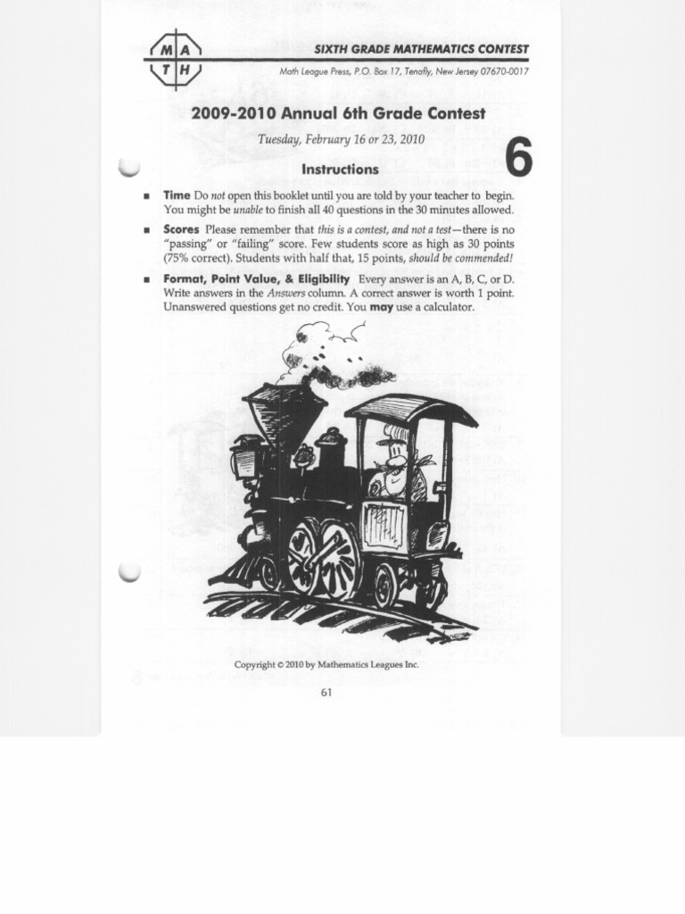 MathLeague Grade06 2009-10 | PDF