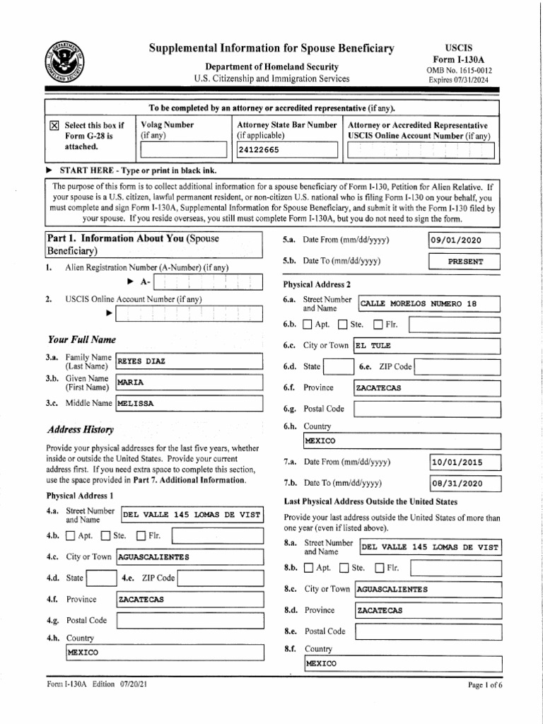 PDF I-130A For C Review PDF | PDF