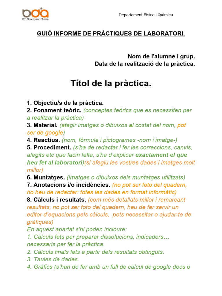 Guió Informe Pràctiques | PDF
