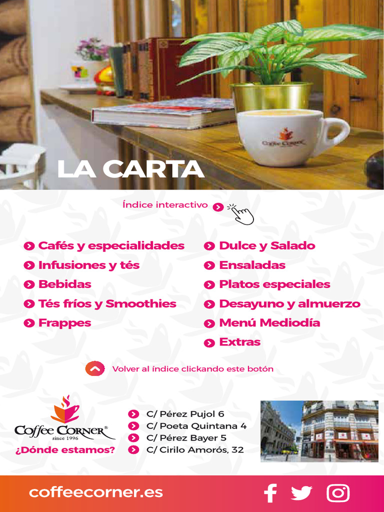 Menú de Cafés y Especialidades en Coffee Corner | PDF | Té | Alimentos