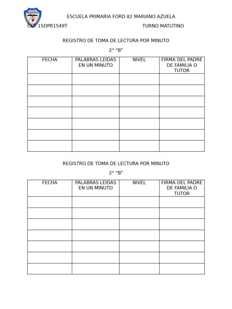 Registro de Toma de Lectura Por Minuto | PDF