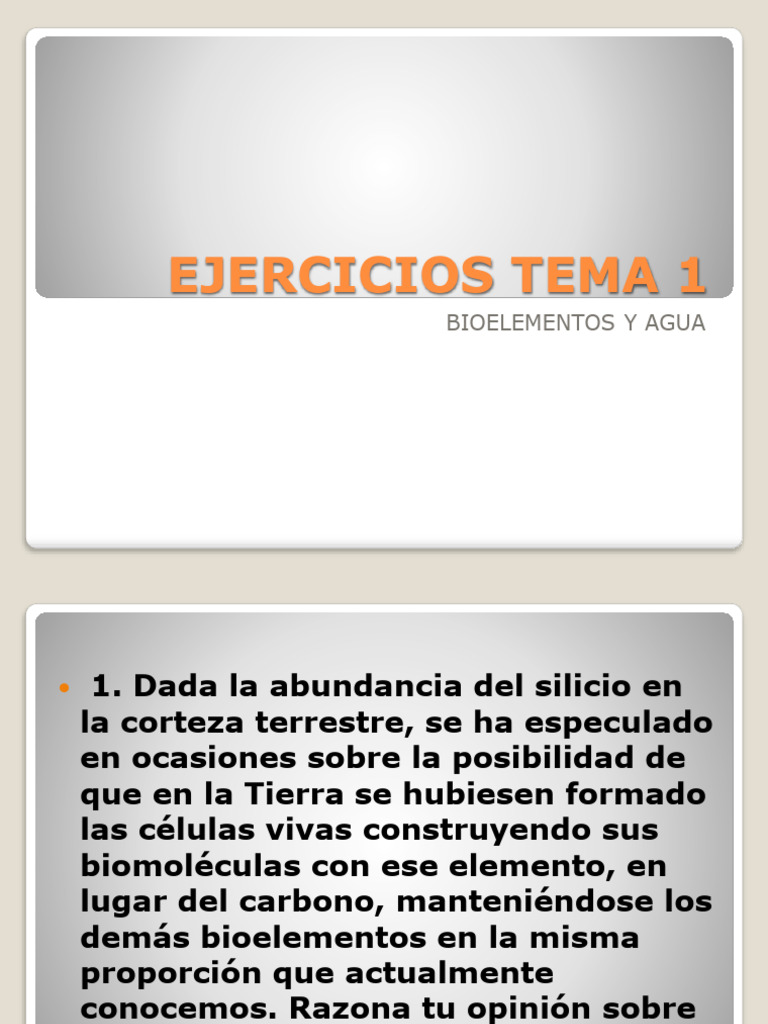 Bioelementos y Agua. Ejercicios Tema 1 Con Solución | PDF | Coloide | Agua