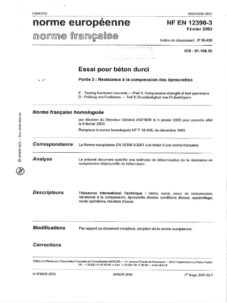 NF en 12390-3 | PDF