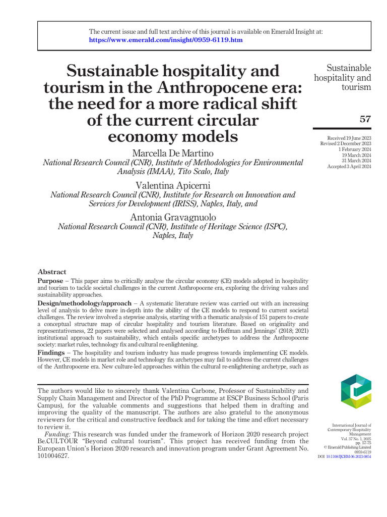 10 1108 - Ijchm 06 2023 0854 | PDF | Sustainability | Cost Of Living