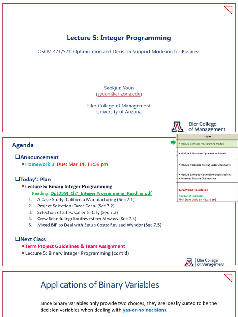 Binary Integer Programming Lecture | PDF | San Francisco International Airport
