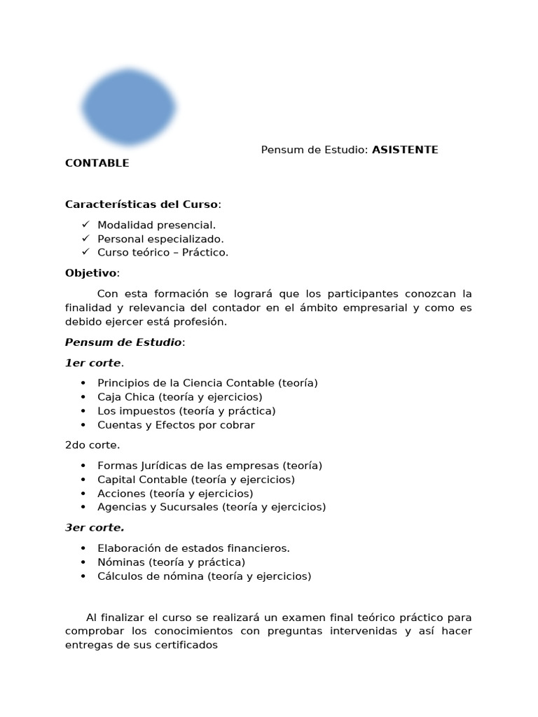 Curso Presencial de Auxiliar Contable | PDF