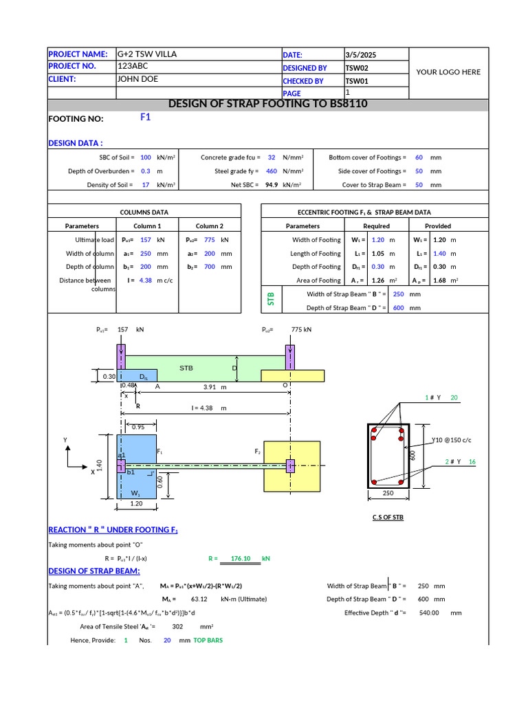 Design of Strap Footing | PDF | Materials | Applied And Interdisciplinary Physics