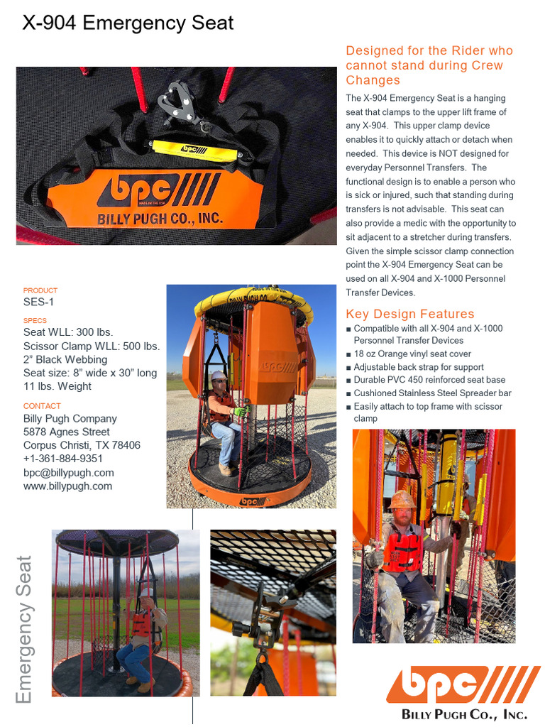 X-904 Emergency Seat Specifications | PDF