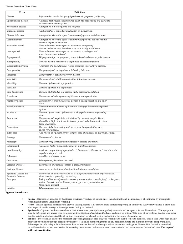 Disease Detectives Overview Guide | PDF | Infection | Epidemiology