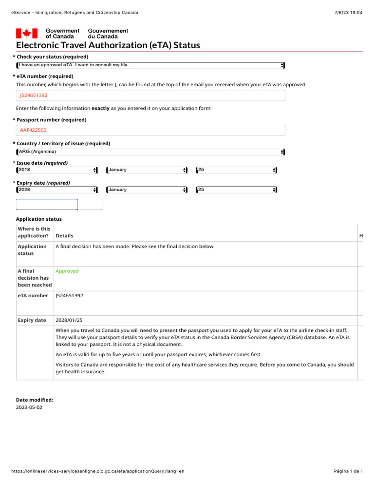 Check Your eTA Status for Canada | PDF