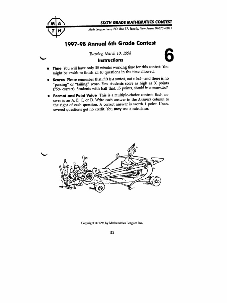 MathLeague Grade06 1997-98 | PDF