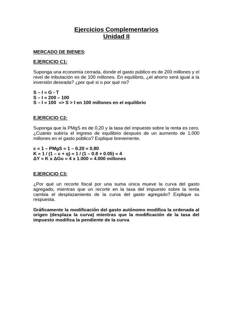 Ejercicios Complementarios UN2 C1 C2 C3 | PDF