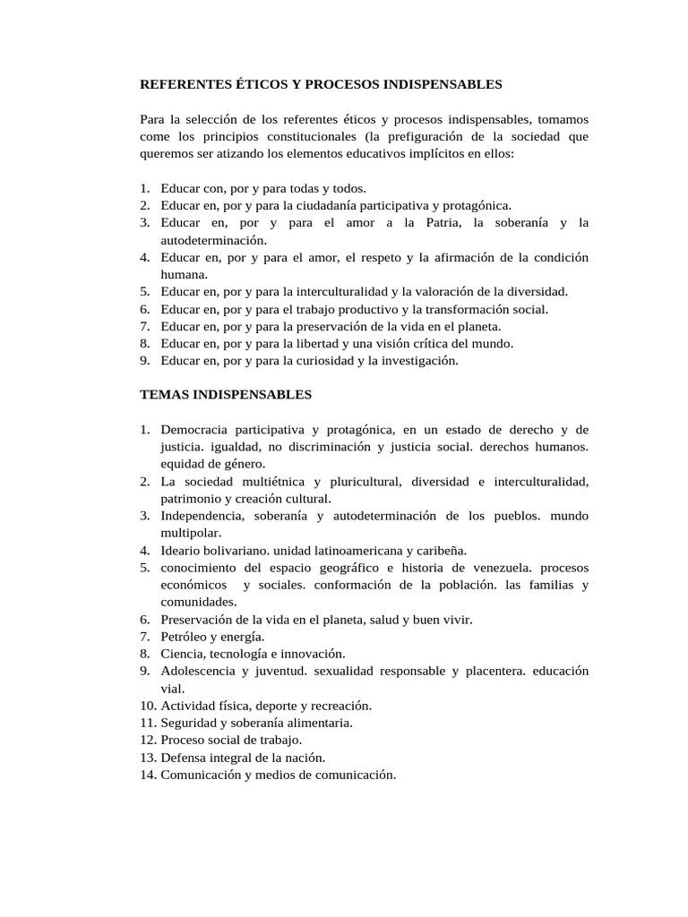 Referentes Éticos y Procesos Indispensables | PDF