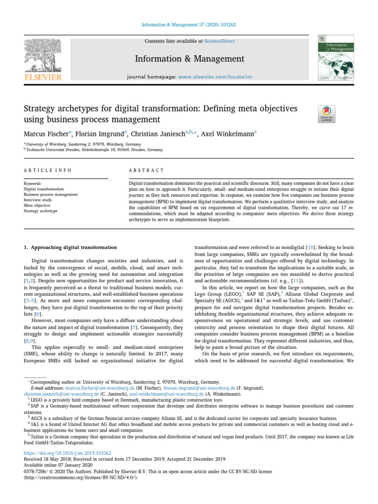 Digital Transformation Strategy Archetypes | PDF | Business Process ...