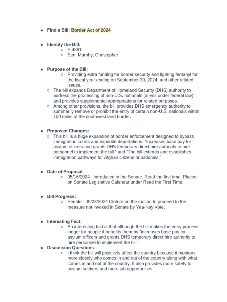 Bill Research | PDF