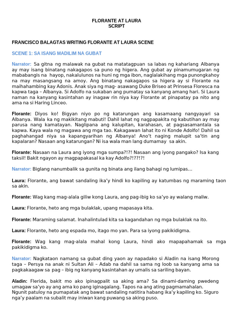 Florante at Laura Script Compress (1) | PDF