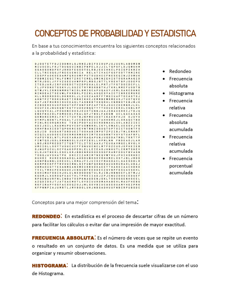 Conceptos de Probabilidad y Estadistica | PDF | Frecuencia | Estadísticas