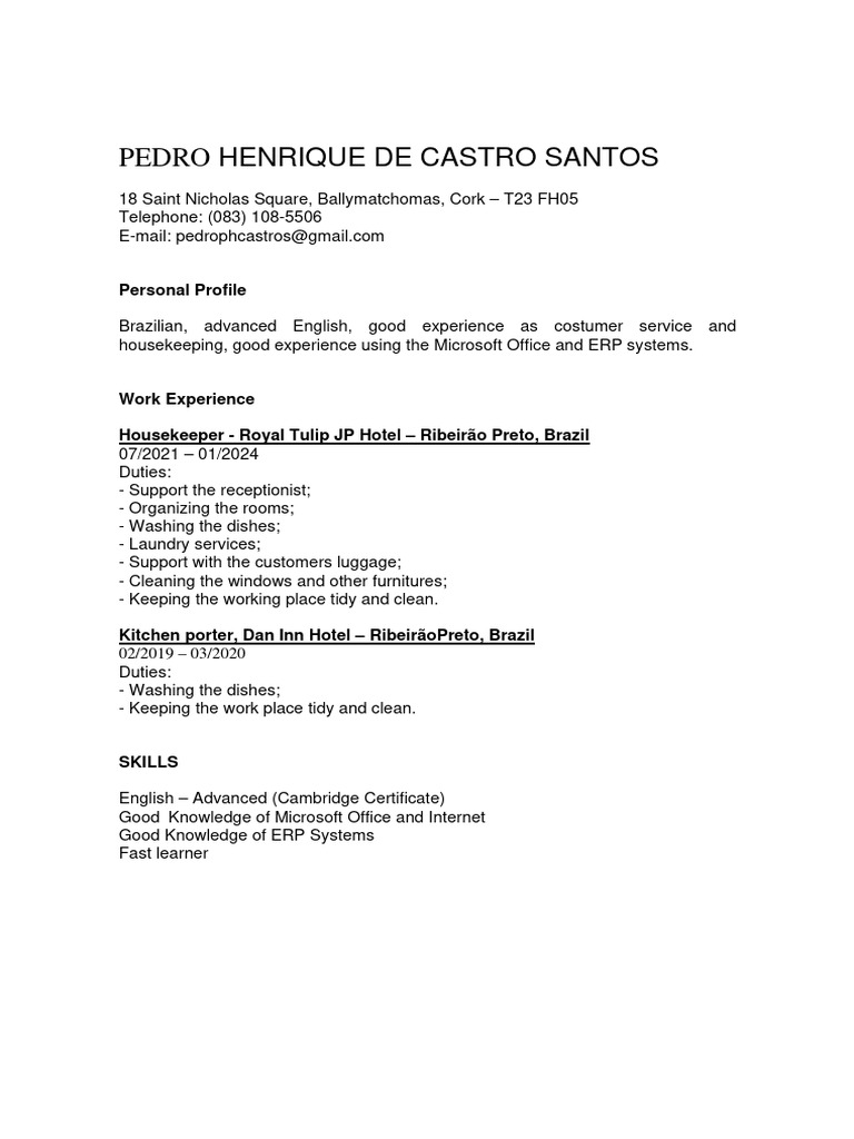 CV Pedro - Pub | PDF