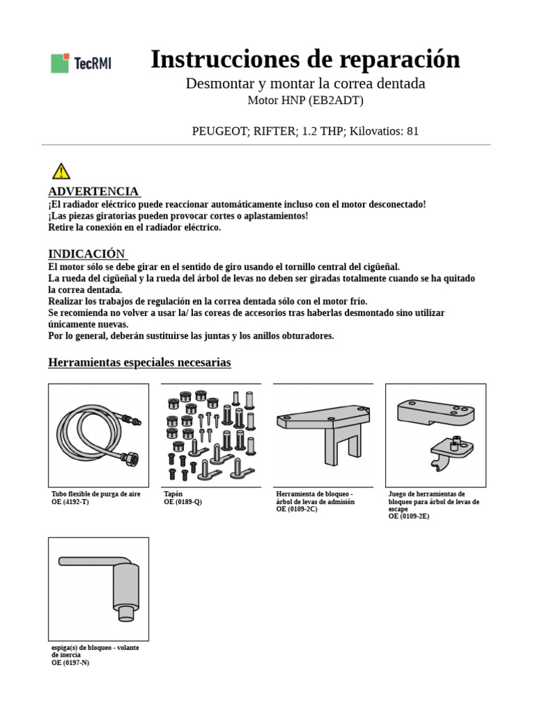 Distribucion Puretech | PDF | Tornillo | Turbocompresor