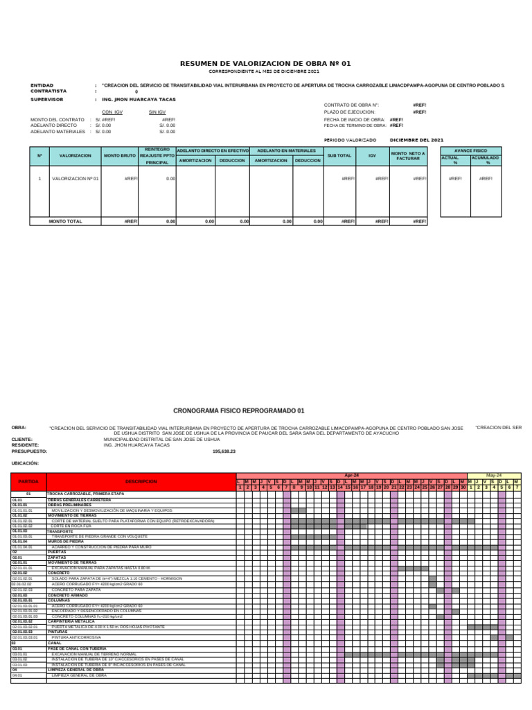 Cronograma Programado FISICO - Abril | PDF | Hormigón | Sector secundario de la economía