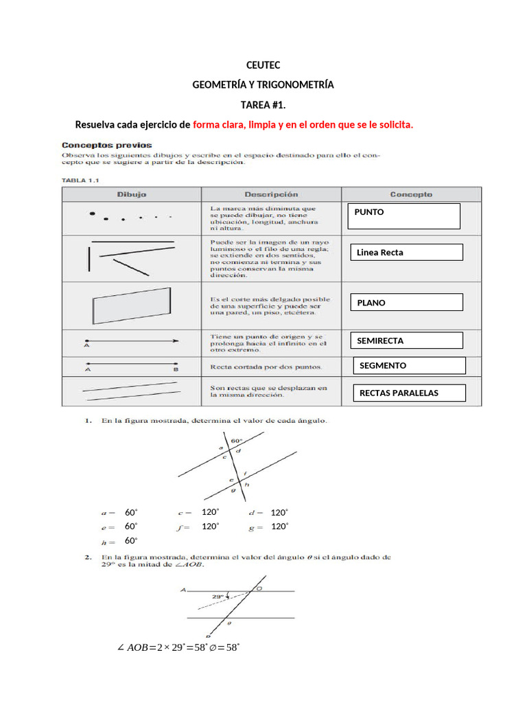 1.S - Geo y Trigo Tarea #1 | PDF | Triángulo | Trigonometría