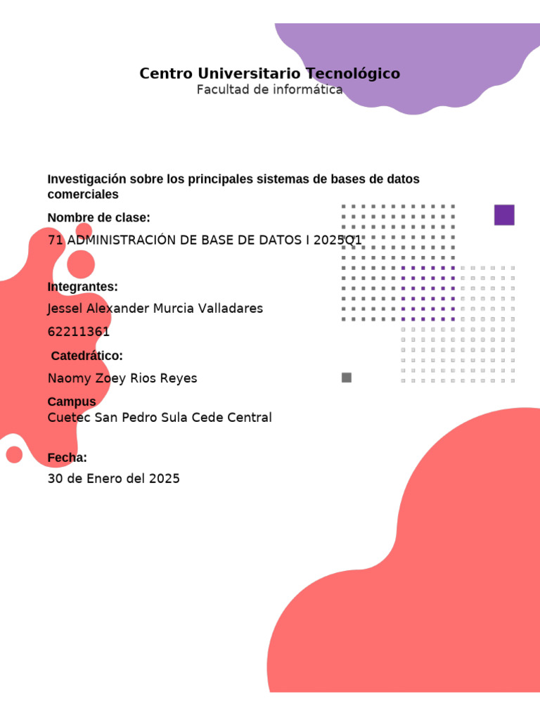 Centro Universitario Tecnológico | PDF | Mi sql | Bases de datos