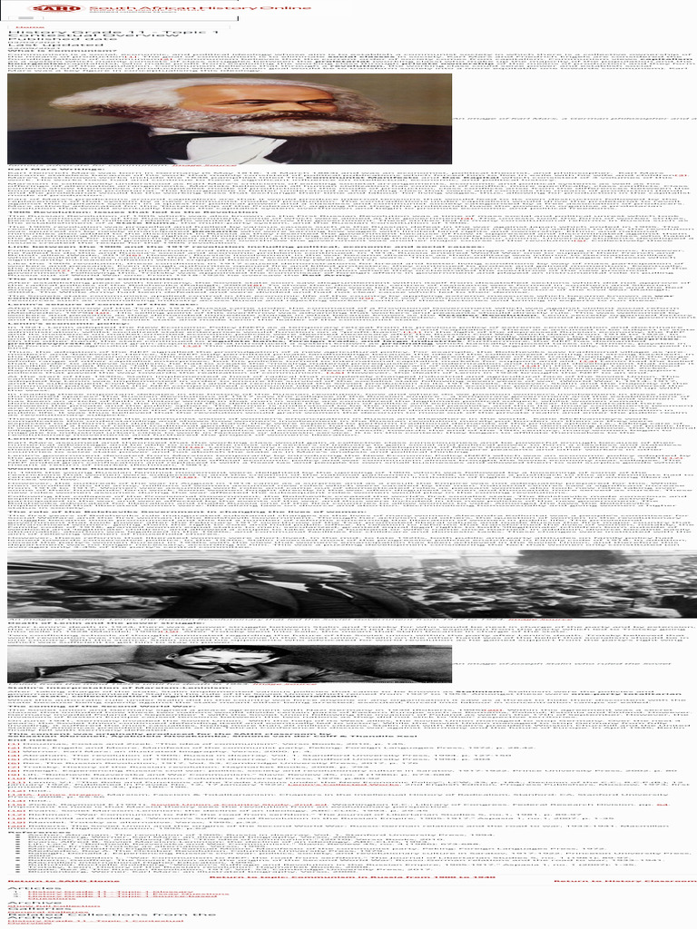 History Grade 11 - Topic 1 Contextual Overview | PDF | Communism ...