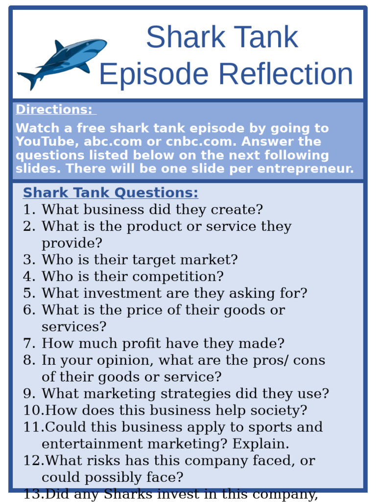 Shark Tank Reflection-1 | PDF