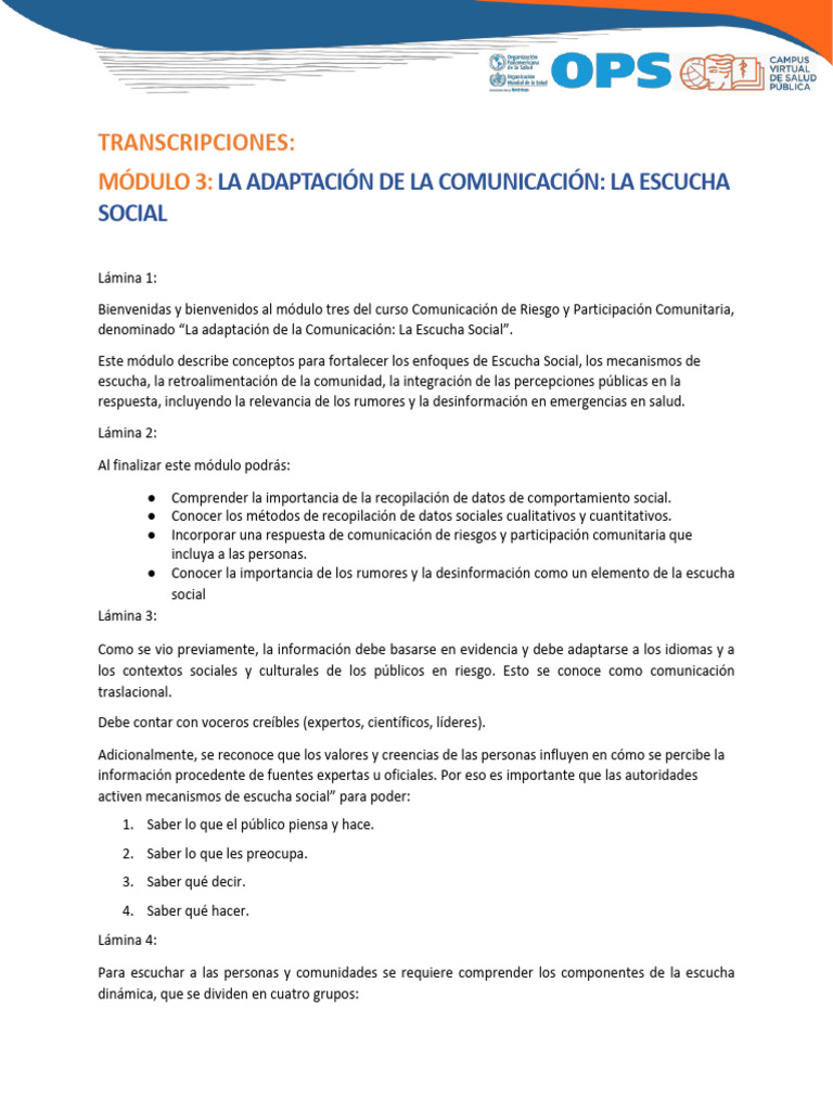 Módulo 3 - Transcripción | PDF | Recopilación de datos | Comportamiento