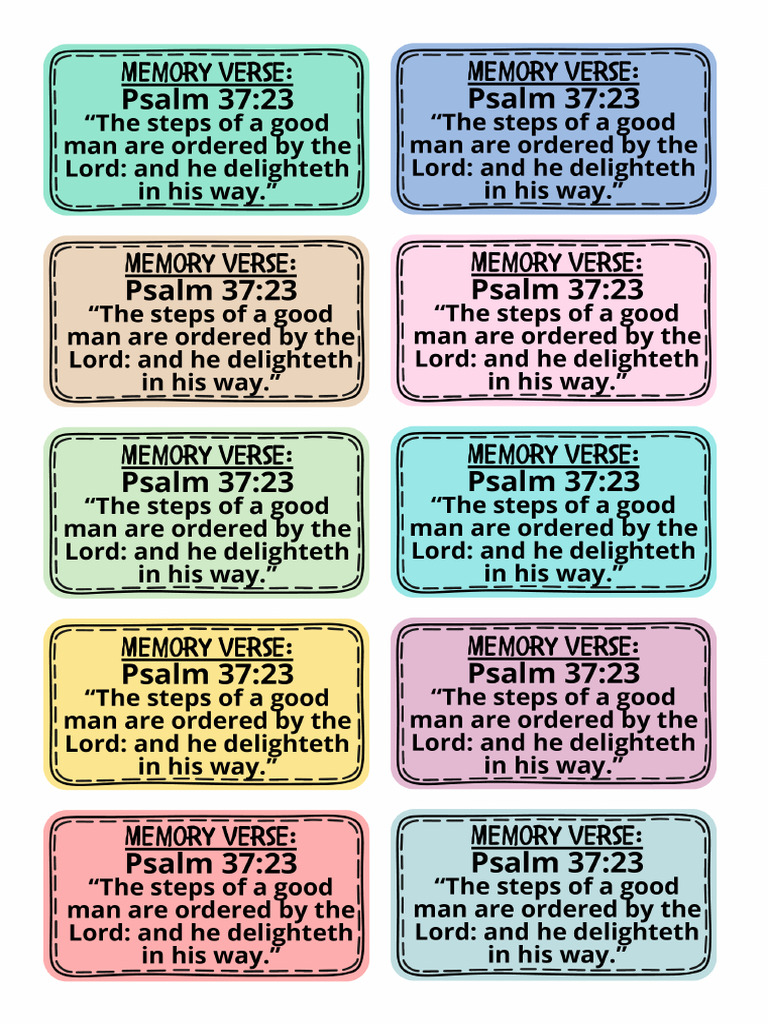 Psalm 37:23 Memory Verse | PDF