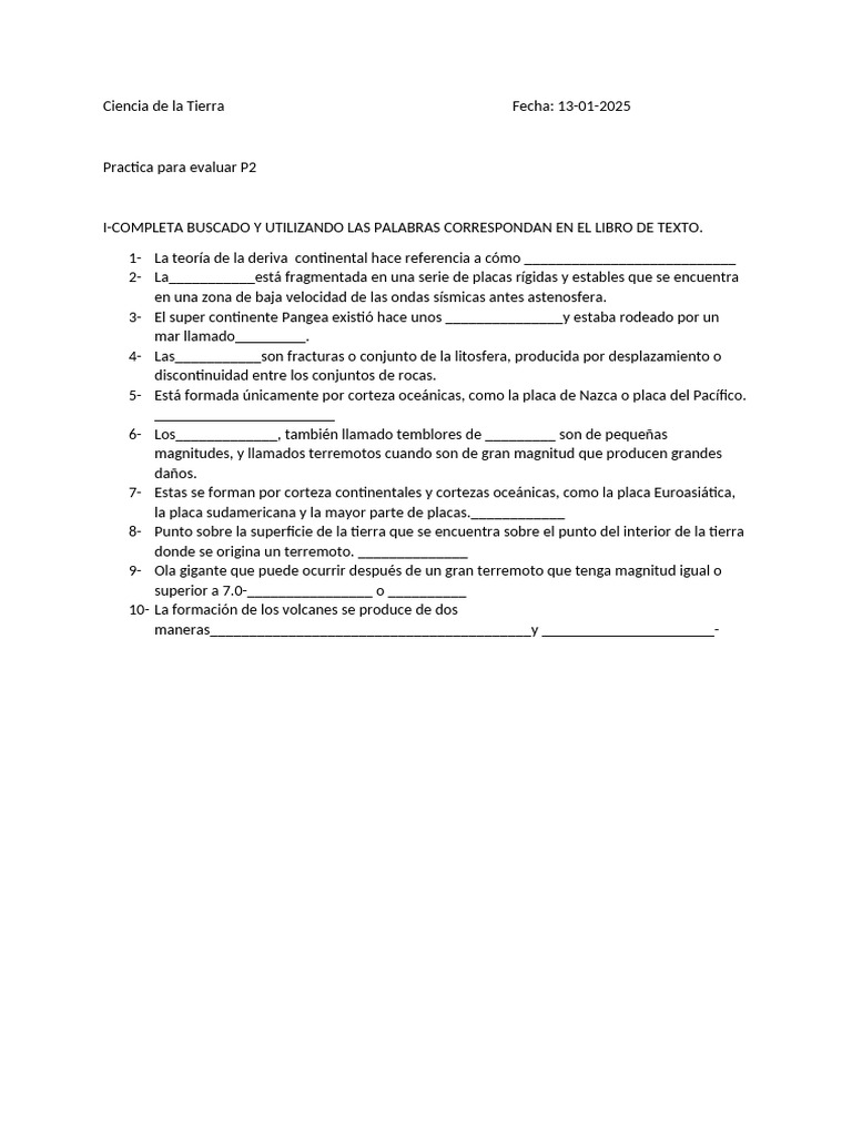 Ciencia de La Tierra Practica P2 1ero | PDF