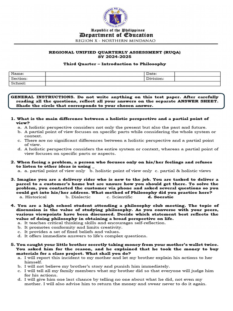 VE Grade 11 Intro To Philo - 3rd Q RUQA VALIDATED | PDF | Truth | Dialectic