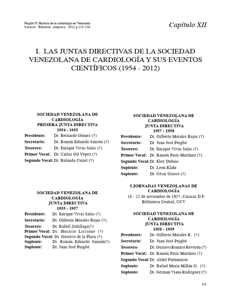 I. Las Juntas Directivas de La Sociedad Venezolana de Cardiología Y Sus ...